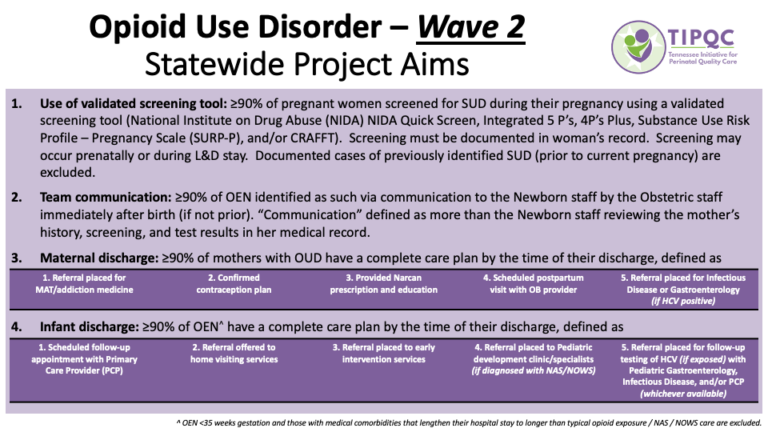 Project – Opioid Use Disorder: Optimizing Obstetric and Neonatal Care ...